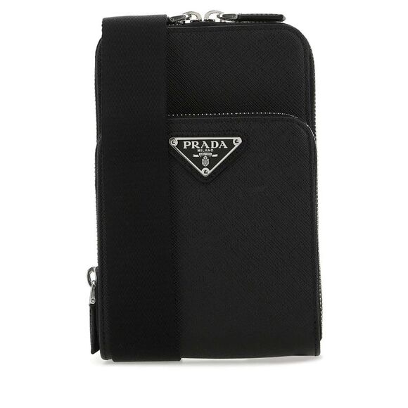 Prada | Accessories | Prada Black Leather Phone Case | Poshmark